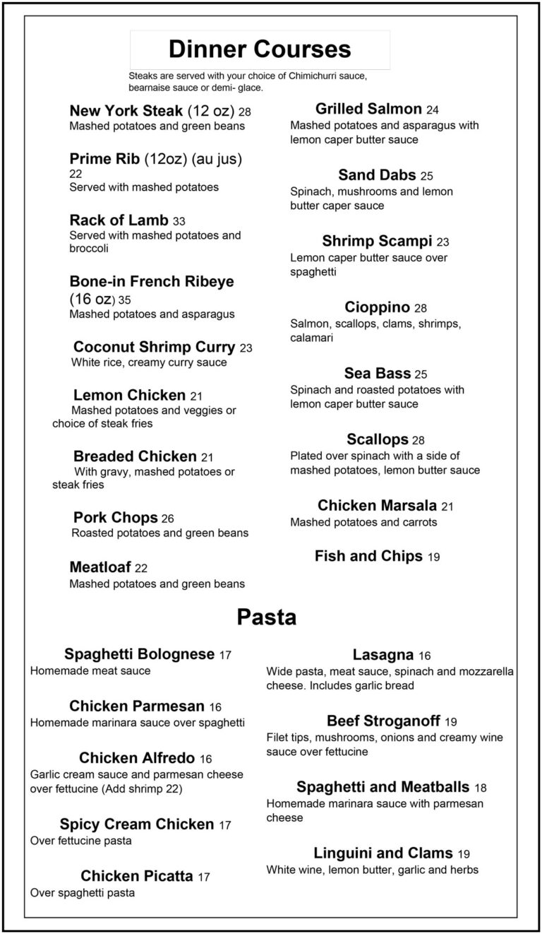 Menu – Seaside Bistro